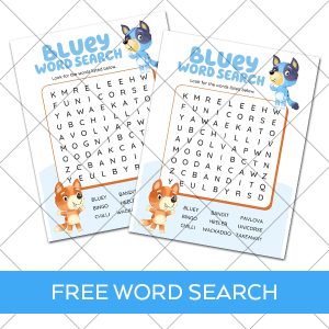 Bluey Word Search - Free Printable - Once Upon a Theme Park