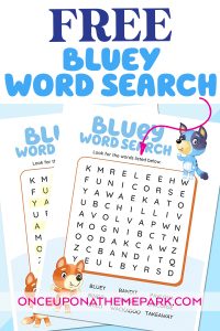Bluey Word Search - Free Printable - Once Upon a Theme Park